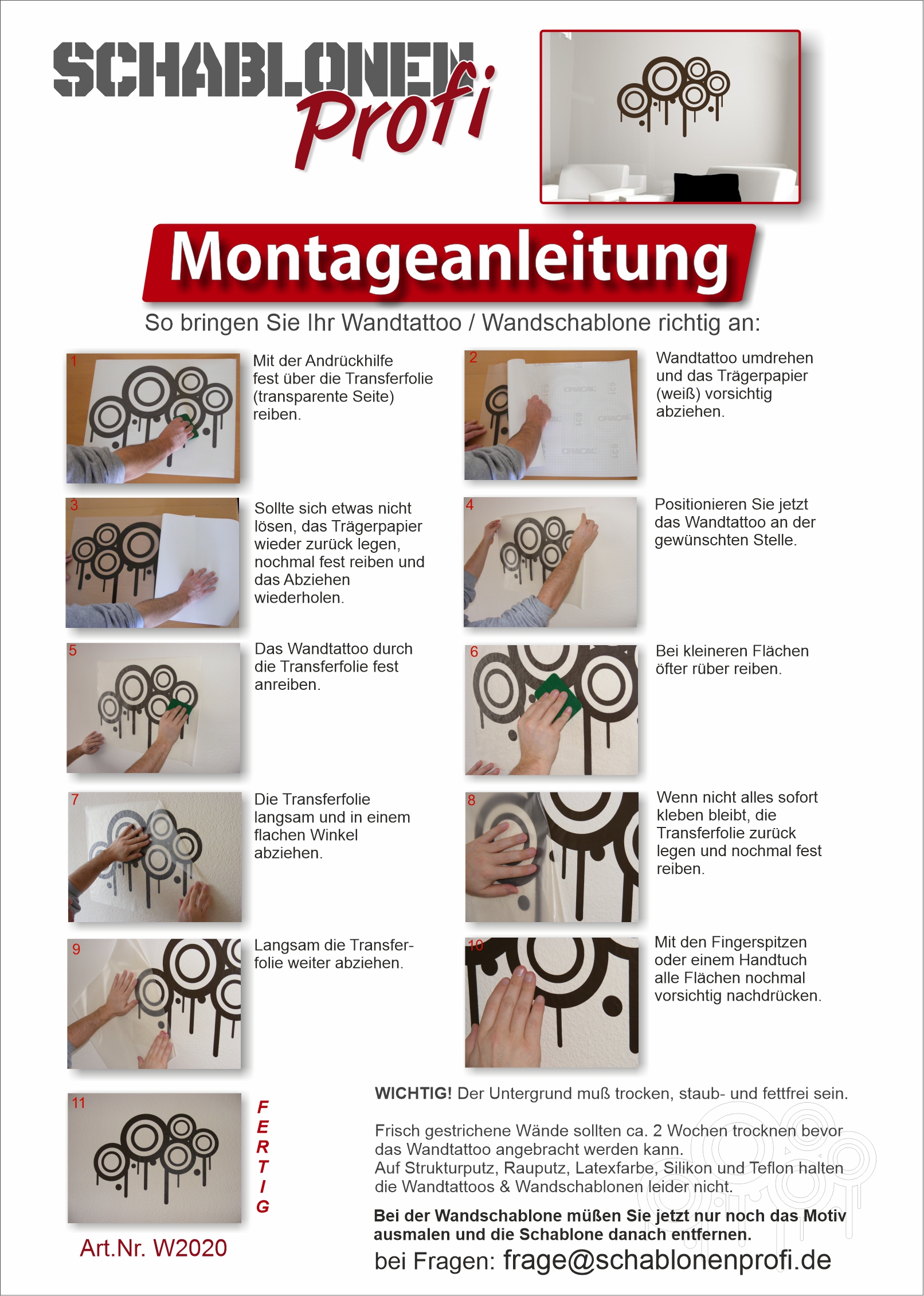 Montageanleitungen für die Artikel vom SchablonenProfi - SchablonenProfi