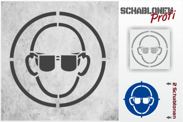 Augenschutz benutzen Schablone Gebotszeichen
